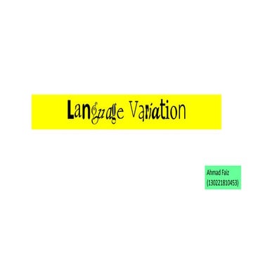 Language variation in Sociolinguistics | PDF