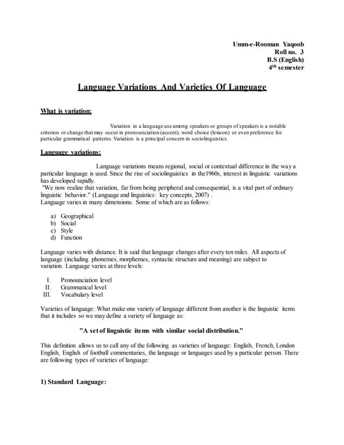 Language, dialect, and varieties | PPTX