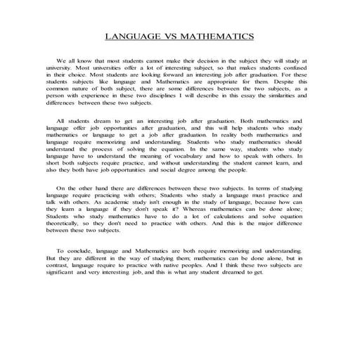 Language vs mathematics | DOCX