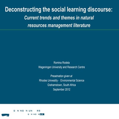 Deconstructing the social learning discourse | PPT