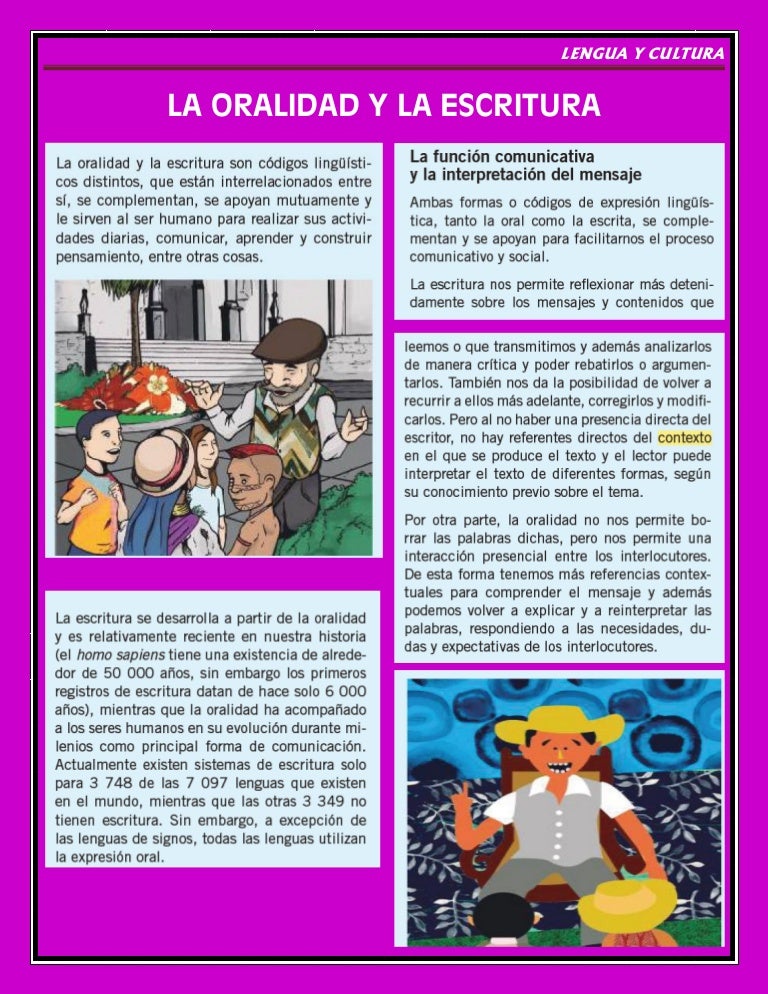 La oralidad y la escritura