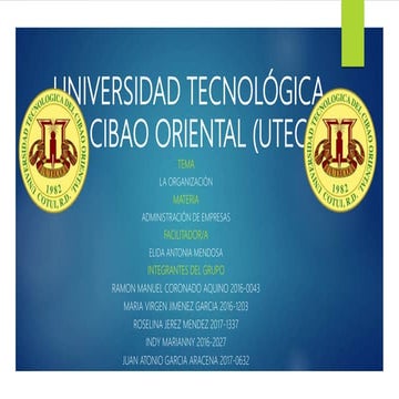 La organizacion universidad tecnológica del cibao oriental (uteco) | PPTX