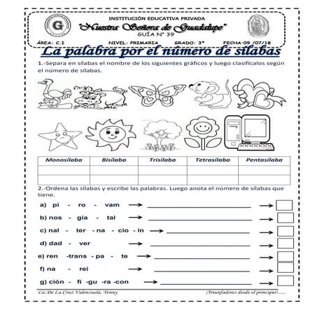 La palabra por el numero de silabas | PDF