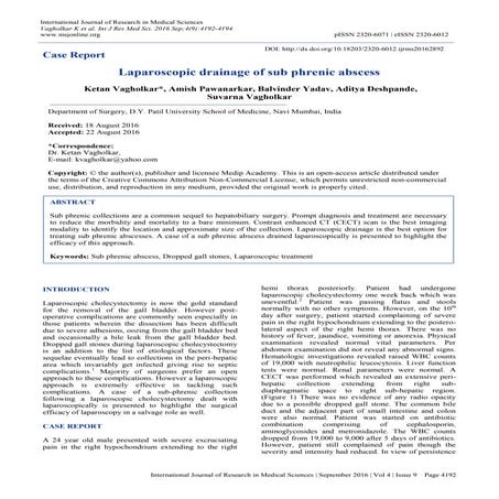 Laparoscopic drainage of subphrenic abscess | PDF