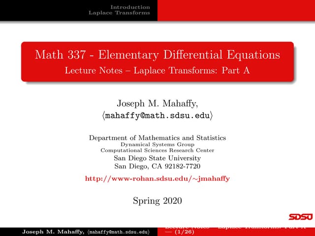 Laplace Transformation & Its Application | PPTX