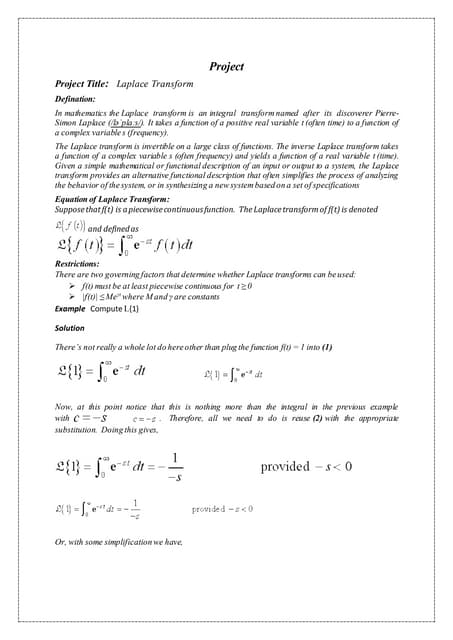 Laplace Transformation & Its Application | PPT