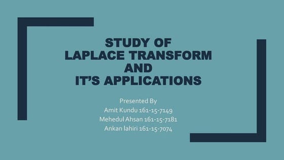 Laplace Transformation & Its Application | PPT