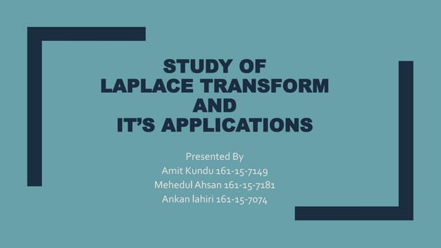 Laplace Transformation And Its Application Pptx