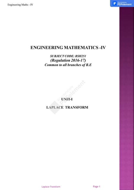 Laplace Transform And Its Applications Pptx Science