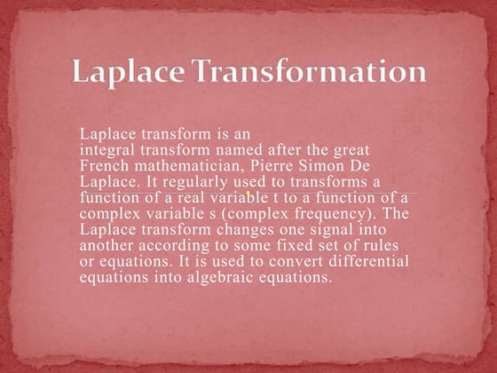 Laplace Transformation & Its Application | PPT