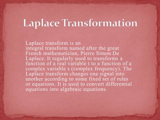 Laplace Transformation & Its Application | PPTX