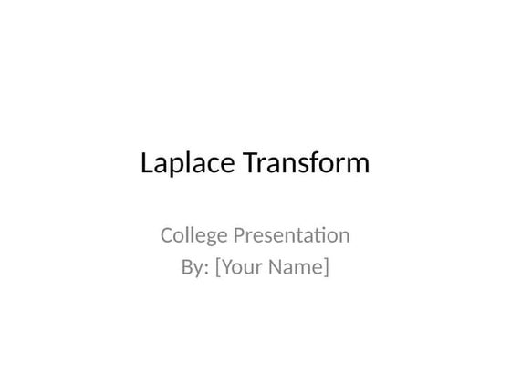 Laplace Transformation & Its Application | PPTX