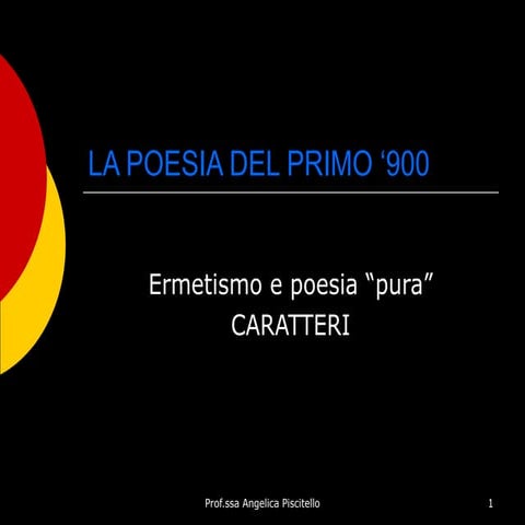 La poesia del primo ‘900 | PPT