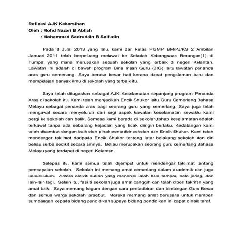 Laporan ajk keselamatan | DOCX