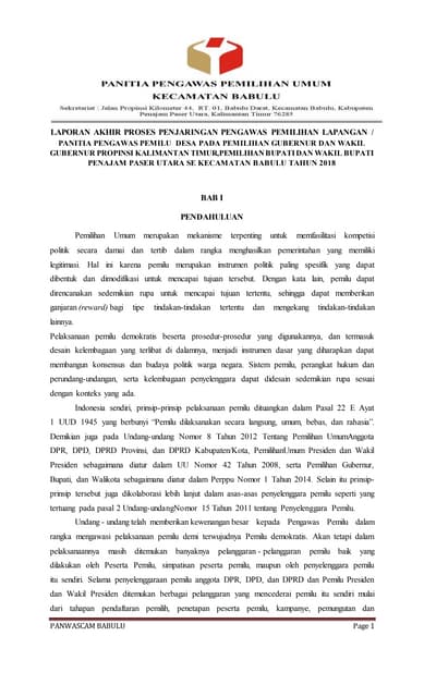 Laporan Akhir Pengawasan Pemilu Serentak 2024 | PPTX