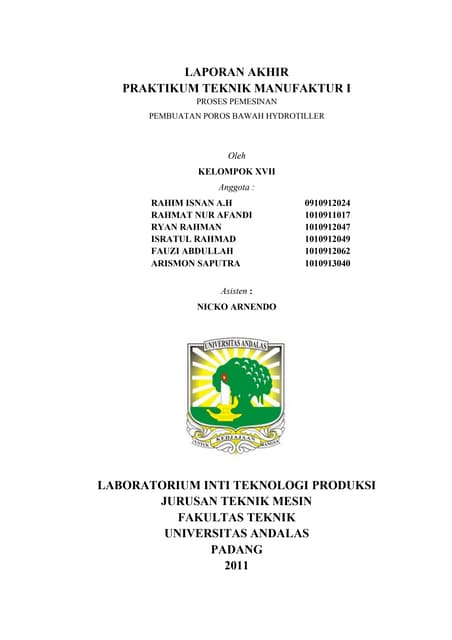 Laporan Cnc Milling Dan Turning Teknik Mesin Universitas Riau Docx