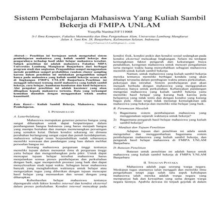 Laporan akhir sistem pembelajaran mahasiswa yang kuliah sambil bekerja ...