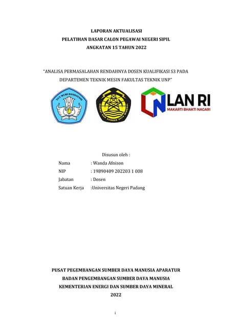 Seminar Rancangan Aktualisasi 2024 Latsar CPNS Dosen kemendikbud | PPTX