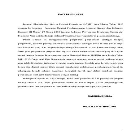 Laporan akuntabilitas kinerja instansi pemerintah (lakip) kota sibolga ...
