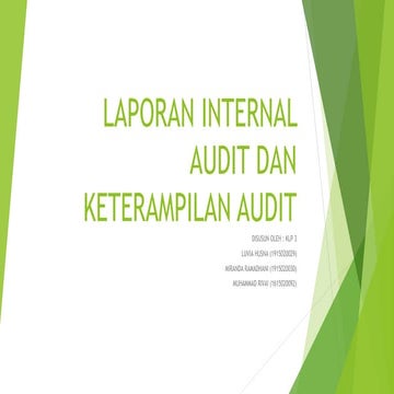 Penulisan Temuan, Pembuatan Laporan Hasil Audit dan Tindak lanjut Audit ...