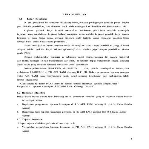 Laporan Praktik Magang Jurusan Pertanian SMK | DOCX