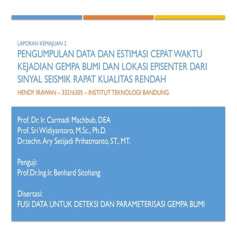 Laporan Kemajuan 2 2018-2 v1 Hendy Irawan | PPTX