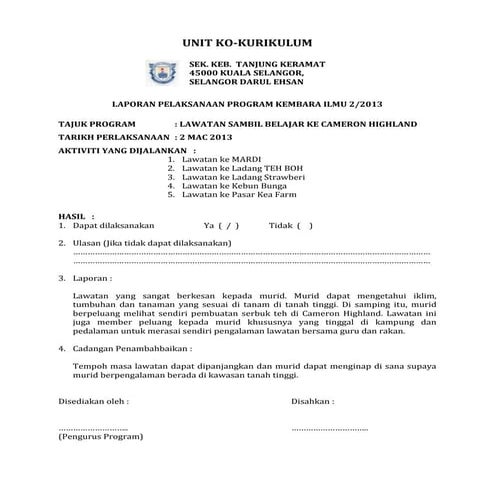 Laporan lawatan | DOCX