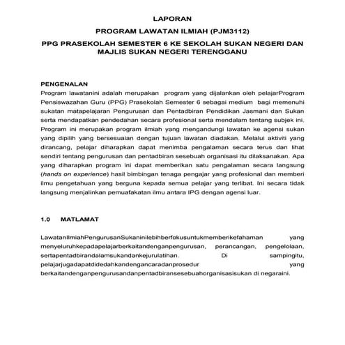 Laporan lawatan Sambil Belajar | DOC