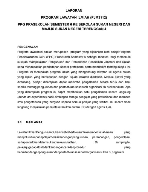 Laporan lawatan Sambil Belajar | DOC