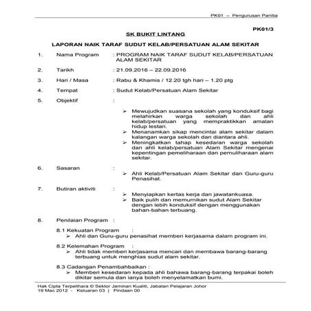 Laporan naik taraf sudut alam sekitar | PDF