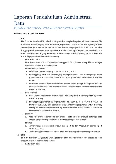 Laporan Pendahuluan dan Resmi FTP dan HTTP | PDF