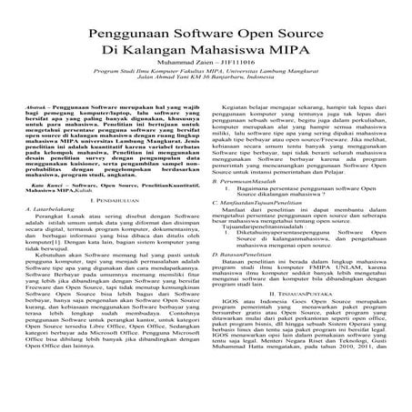 Laporan penggunaan software open source di kalangan mahasiswa | DOCX