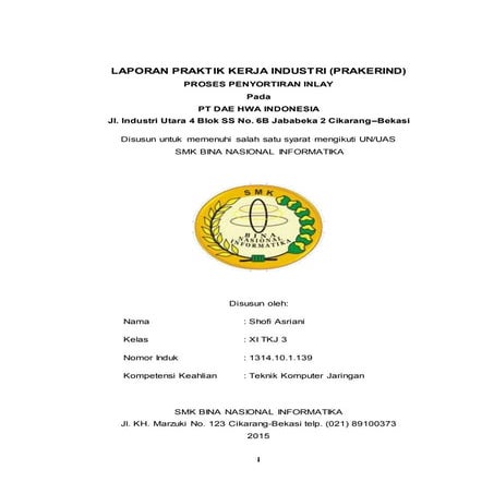 Contoh Laporan Presentasi PKL di PT DAE HWA INDONESIA (DHI) | PPTX