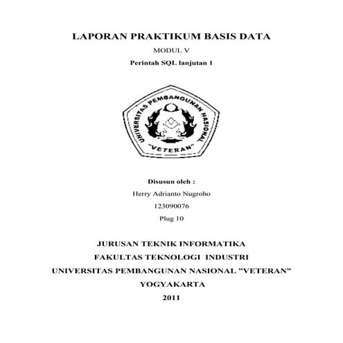 Laporan praktikum basis data bab v | DOCX