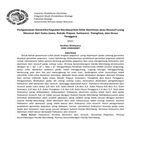 Laporan praktikum genetika 8 | PDF