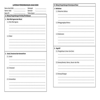 Laporan rapor tk labunia | DOCX