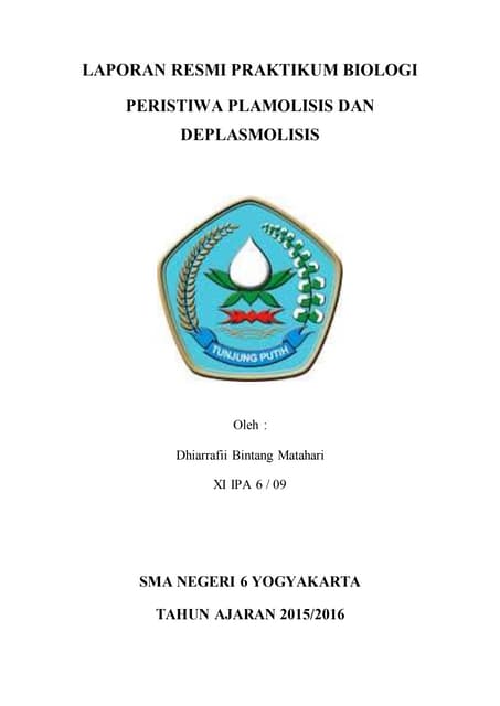 Laporan praktikum peristiwa osmosis pada kentang | DOCX