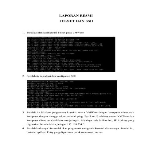 Laporan Resmi Telnet dan SSH | PDF