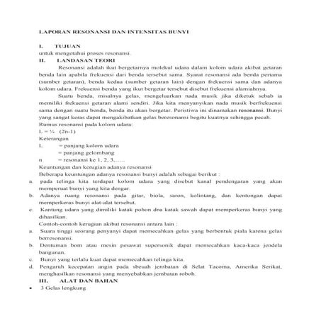 Laporan resonansi dan intensitas bunyi | DOCX