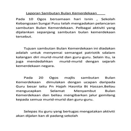 Laporan sambutan bulan kemerdekaan | PDF