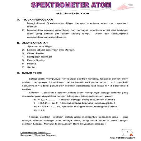Laporan spektrometer atom | PDF