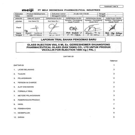 Laporan trial vial bl1 | PDF