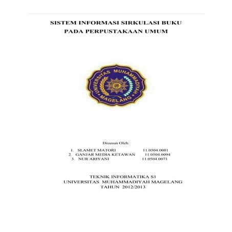 Laporan tugas arsi (sistem sirkulasi buku pada perpustakaan umum) | DOCX