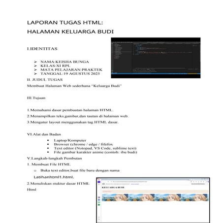 LAPORAN TUGAS HTML bunga krtika dan keisha qairina | DOCX