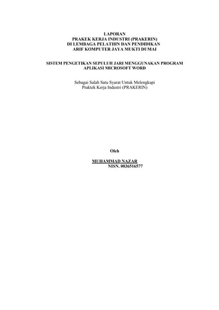 Contoh Laporan Prakerin TKJ (Teknik Komputer Jaringan) | DOCX