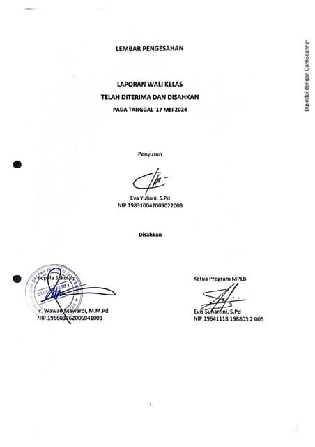 CONTOH LAPORAN WALI KELAS SMP PERIODE JULI-DESEMBER 2024 | PDF