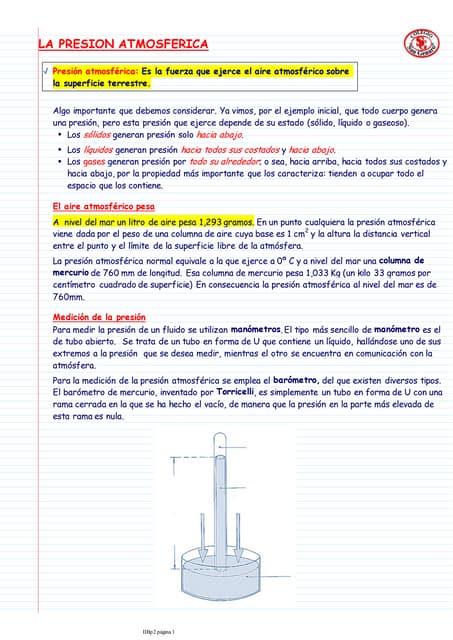 La aplicación de la presión atmosférica en la vida cotididana | PPT