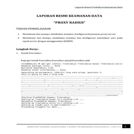 LAPORAN RESMI KEAMANAN DATA PROXY RADIUS | PDF