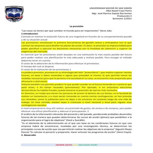 La prevision | PDF