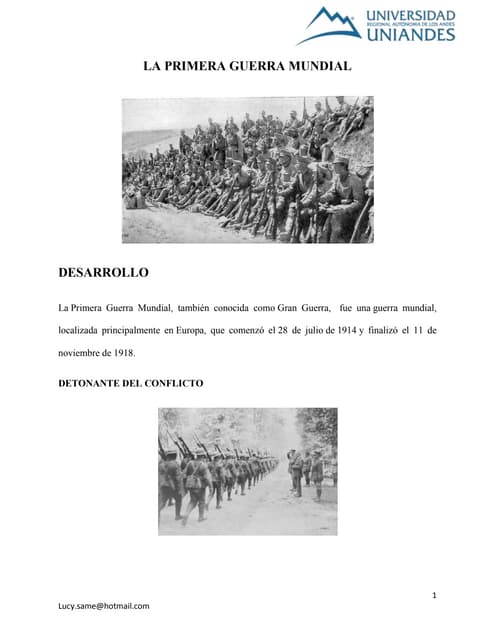 PRIMERA GUERRA MUNDIAL (1914 - 1918) | PPT